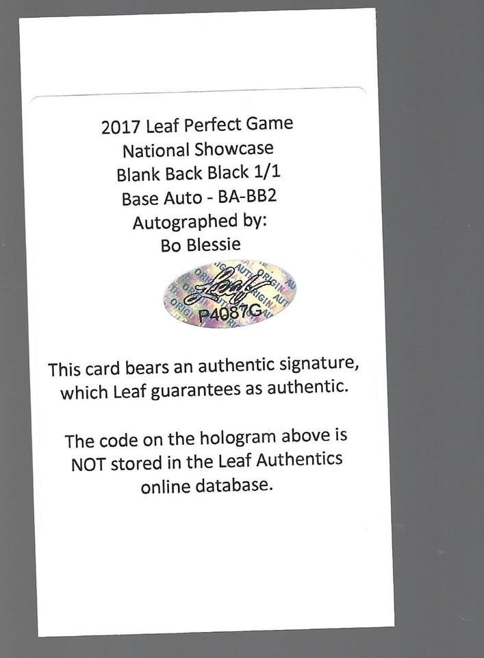 2017 Leaf Perfect Game National Showcase Autographs Black #BABB2 Bo ...