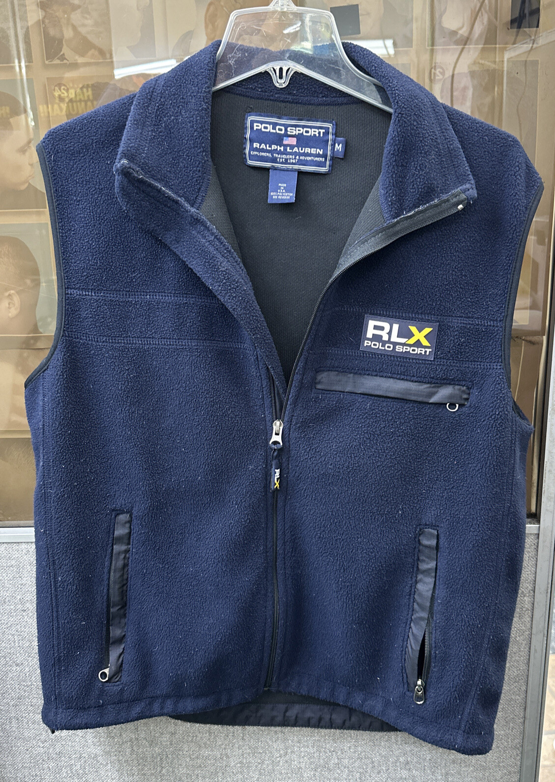 RLX Polo Sport Mens Ralph Lauren Navy Blue Fleece Ves… - Gem