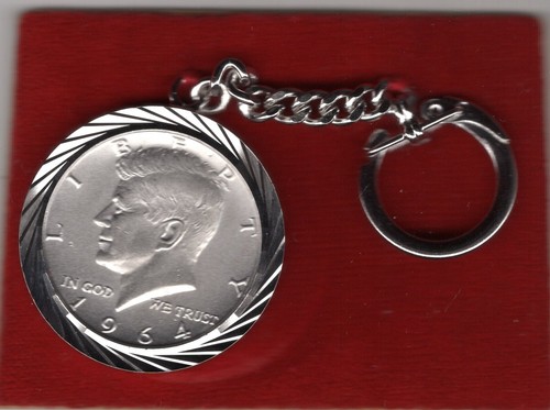 1964-D KENNEDY HALF DOLLAR KEYCHAIN - BEAUTFIUL UNCIRCULATED 90% SILVER ...