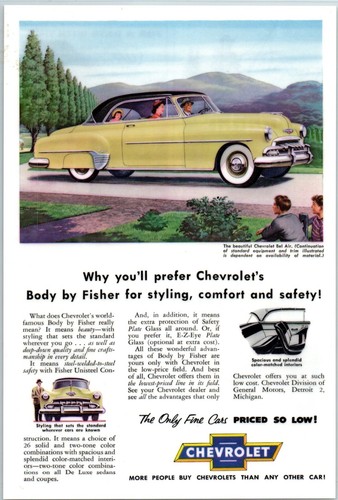 LAMINATED Chevrolet Yellow Car Ready For Framing Travel Vintage Print ...