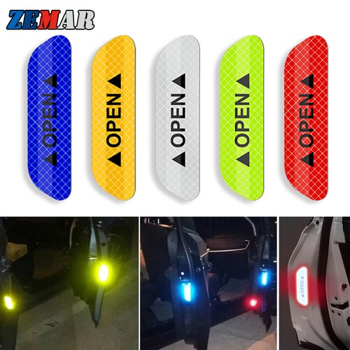4x Universal Car Door Open Stickers Reflective Safety Warning Decals ...