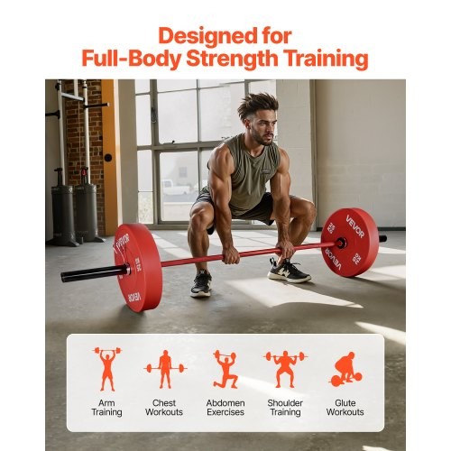 7FT Barbell Bar, Fits 2-Inch Weight Plates, Barbell Bar with Knurled ...