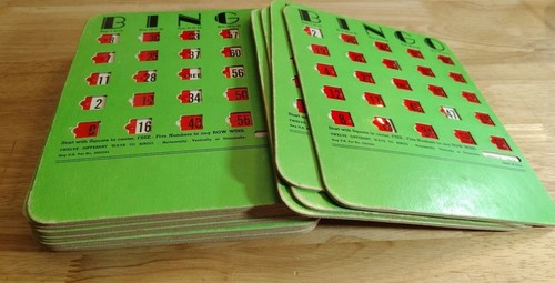 Vintage Green Bingo Finger Slide Boards Lot Of 20 Reusable Numbered ...