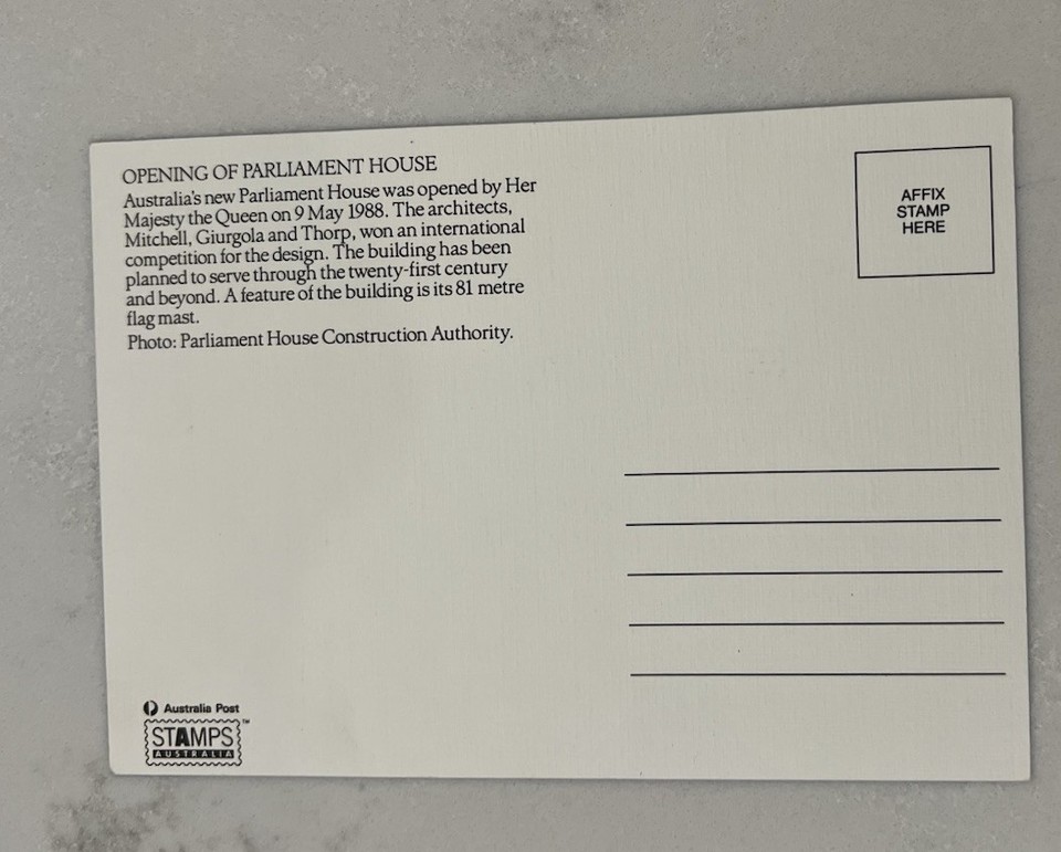 First Day Of Issue Parliament House Canberra Stamp Postcard 1988 | eBay