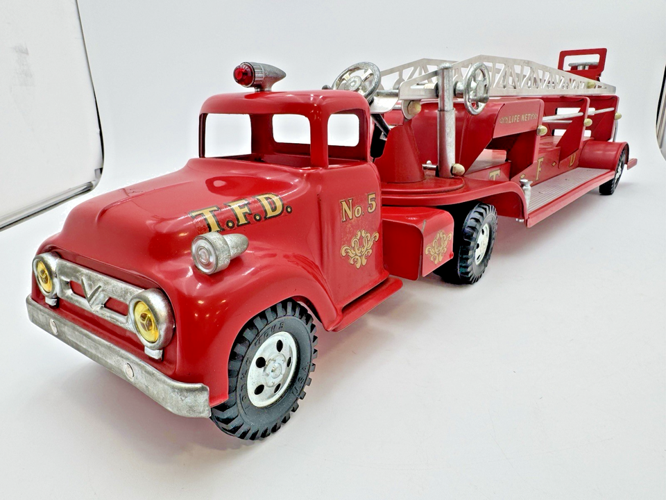 Vintage 56' Tonka Toys #900-6 Tonka Fire Dept Set w/OG Box Pressed ...