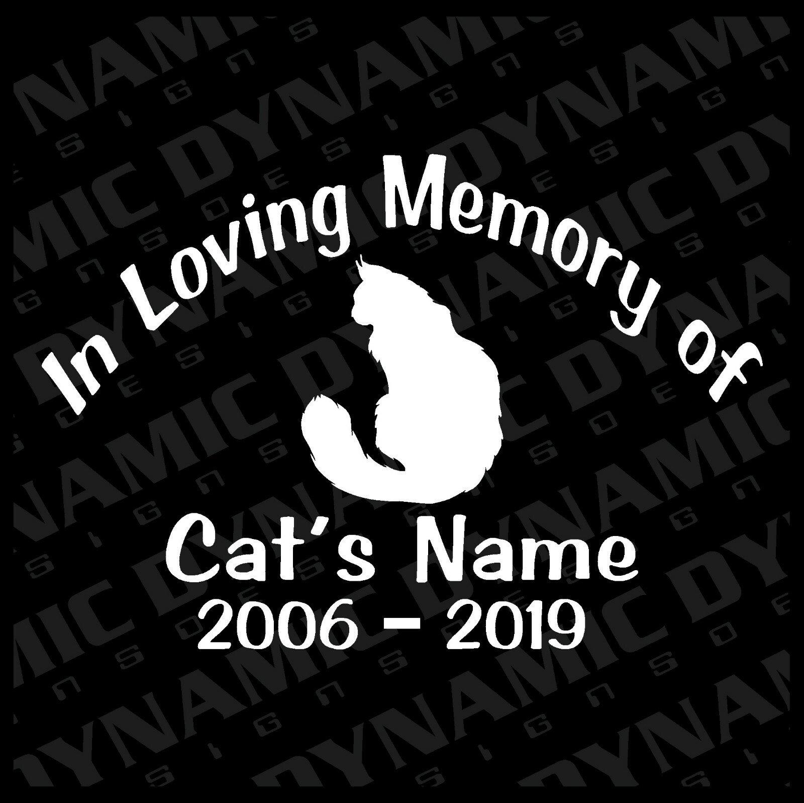 Custom IN LOVING MEMORY Cat memorial Vinyl Car Window Decal Sticker ...