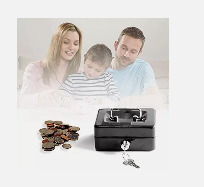 Small Fireproof Security Box Safe Chest Key Lock Money Document Cash ...