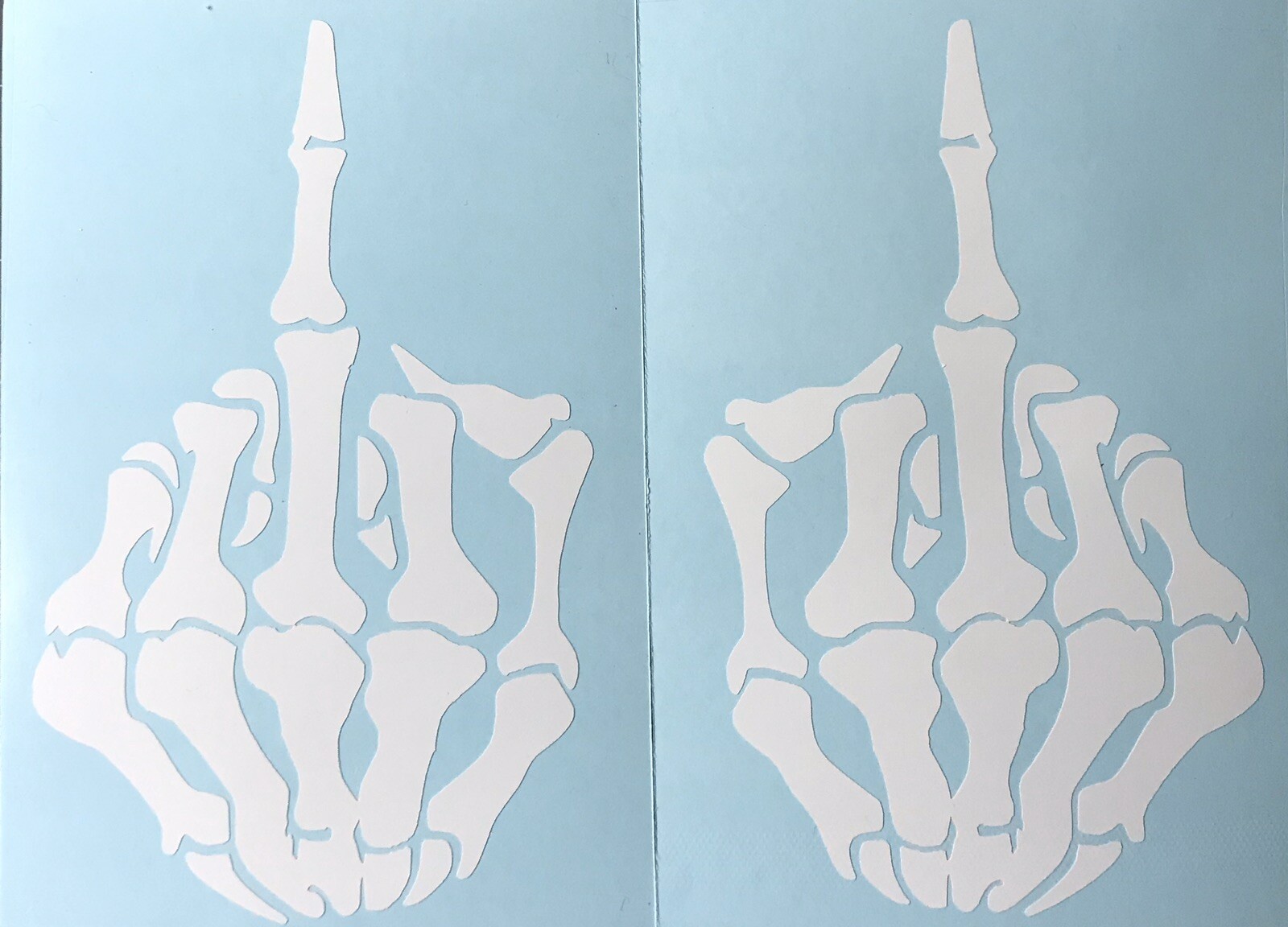 PAIR Of SKULL MIDDLE FINGER FLIP OFF DECAL STICKER WINDOW WALL CAR ...
