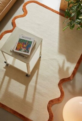 Scallop Stripes Irregular Shaped Hand Tufted NewZealand Wool Rug for ...