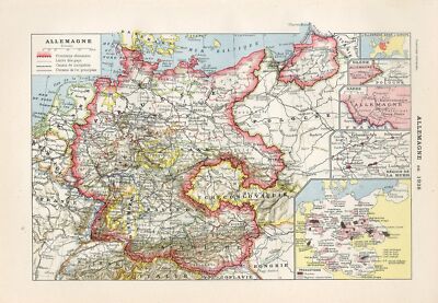 1938 GERMANY GERMAN REICH IN 1938 PRUSSIA AUSTRIA ANSCHLUSS POLAND Map ...