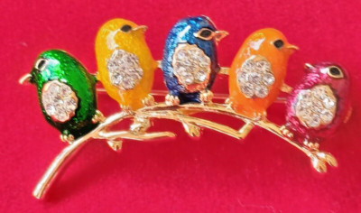 Brooch - Colourful Birds on Branch | eBay Australia