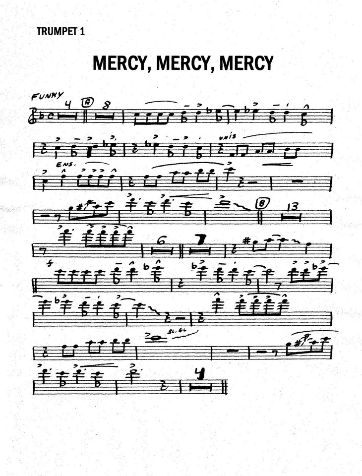 MERCY, MERCY, MERCY Instrumental Big Band Chart Arrangement Sheet Music ...