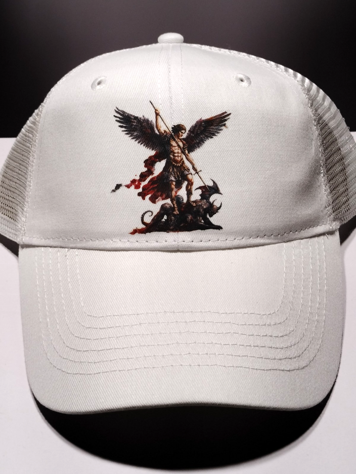 Archangel Michael winged angel White Mesh Back Snapback Hat Adjustable ...