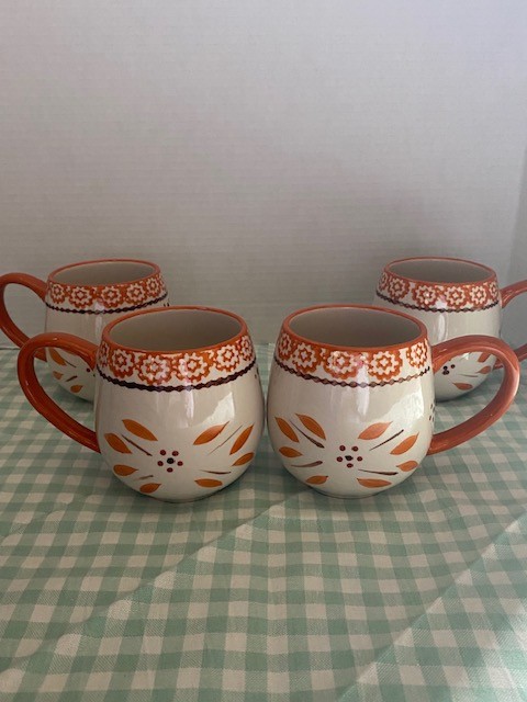 Temptations Old World Orange Cream Lot Set Of 4 Coffee Cups Mugs | eBay