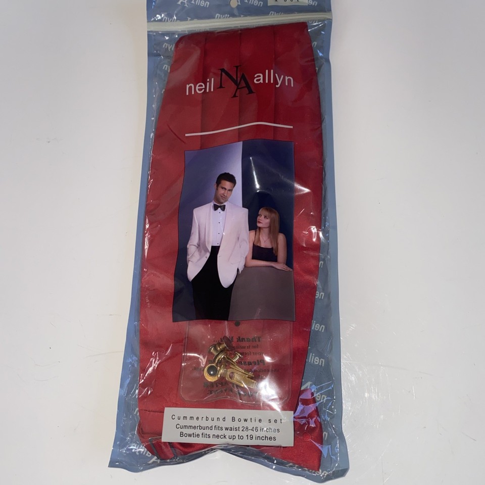 NEW Neil Allyn Red Bow Tie & Cummerbund Waist 28-46” Neck Up To 19” | eBay