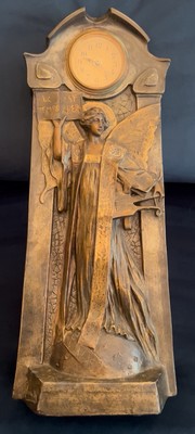 Superb Original Tall Art Nouveau Clock With Caption "Time is Expensive ...