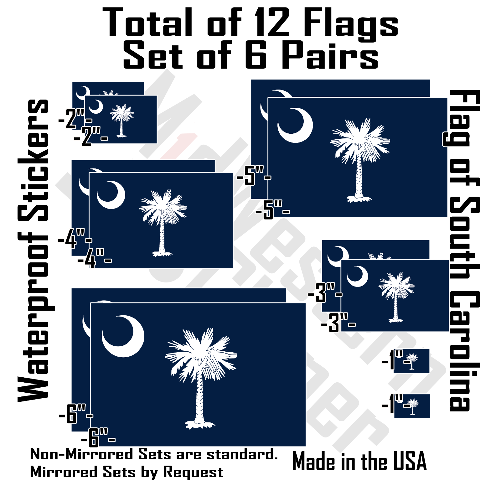 12+ South Carolina State Flag Stickers/Decals 6" waterproof, bumper SC ...
