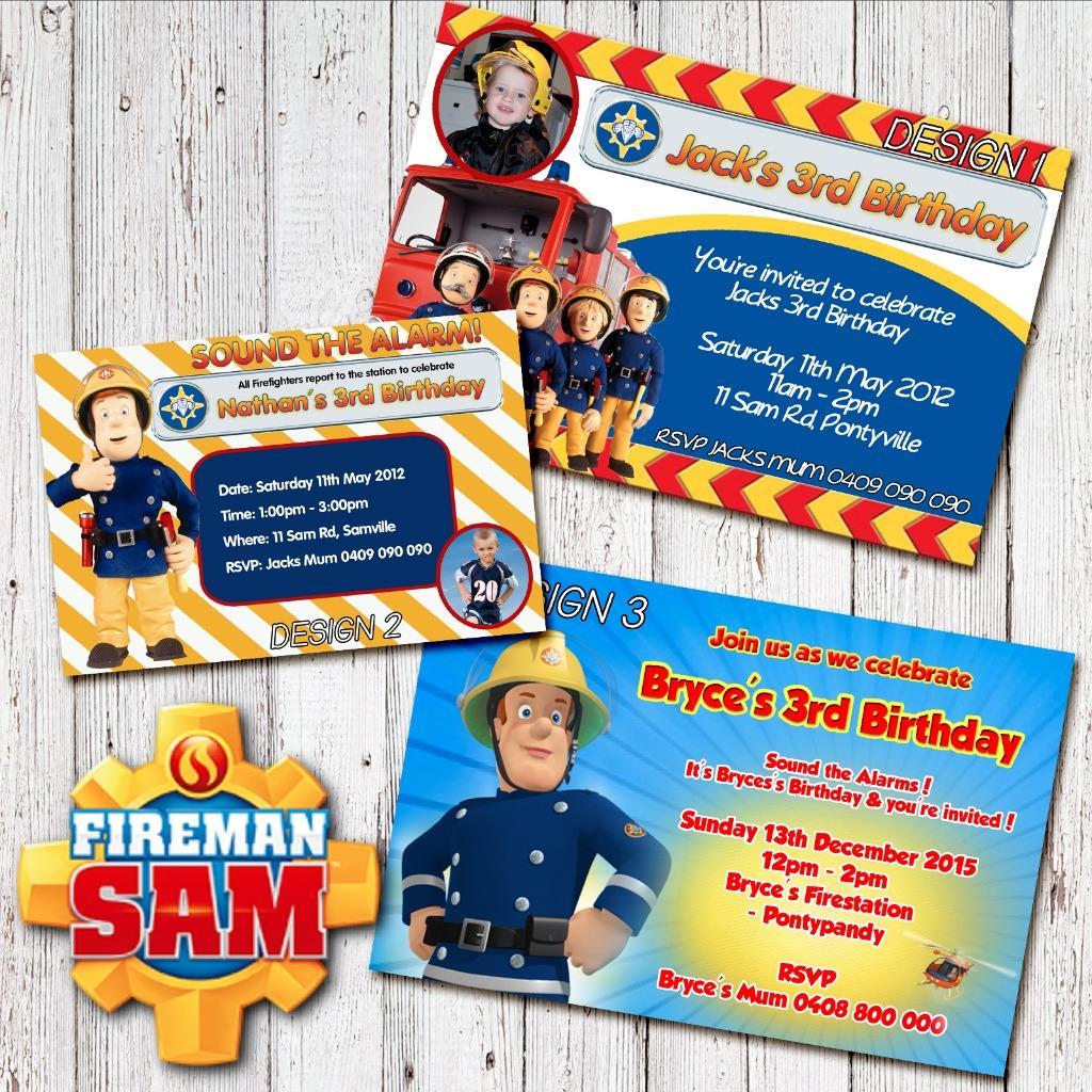 Fireman Sam Birthday Invitations Fire Fighter Birthday Invitation