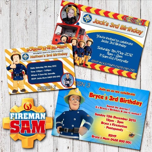 'YOU PRINT' Personalised FIREMAN SAM Birthday Invitation party invite ...