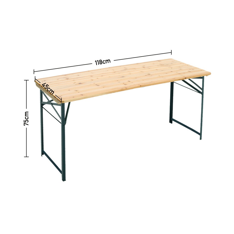 Wooden Folding Garden Beer Table &2 Bench Set Outdoor Picnic Trestle ...