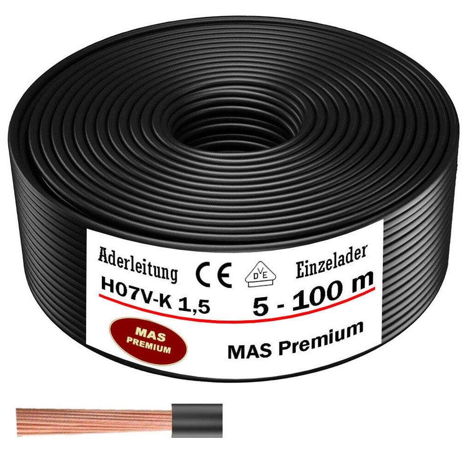 5-100 m core cable H07V-K 1.5 fine wire single core flexible | eBay