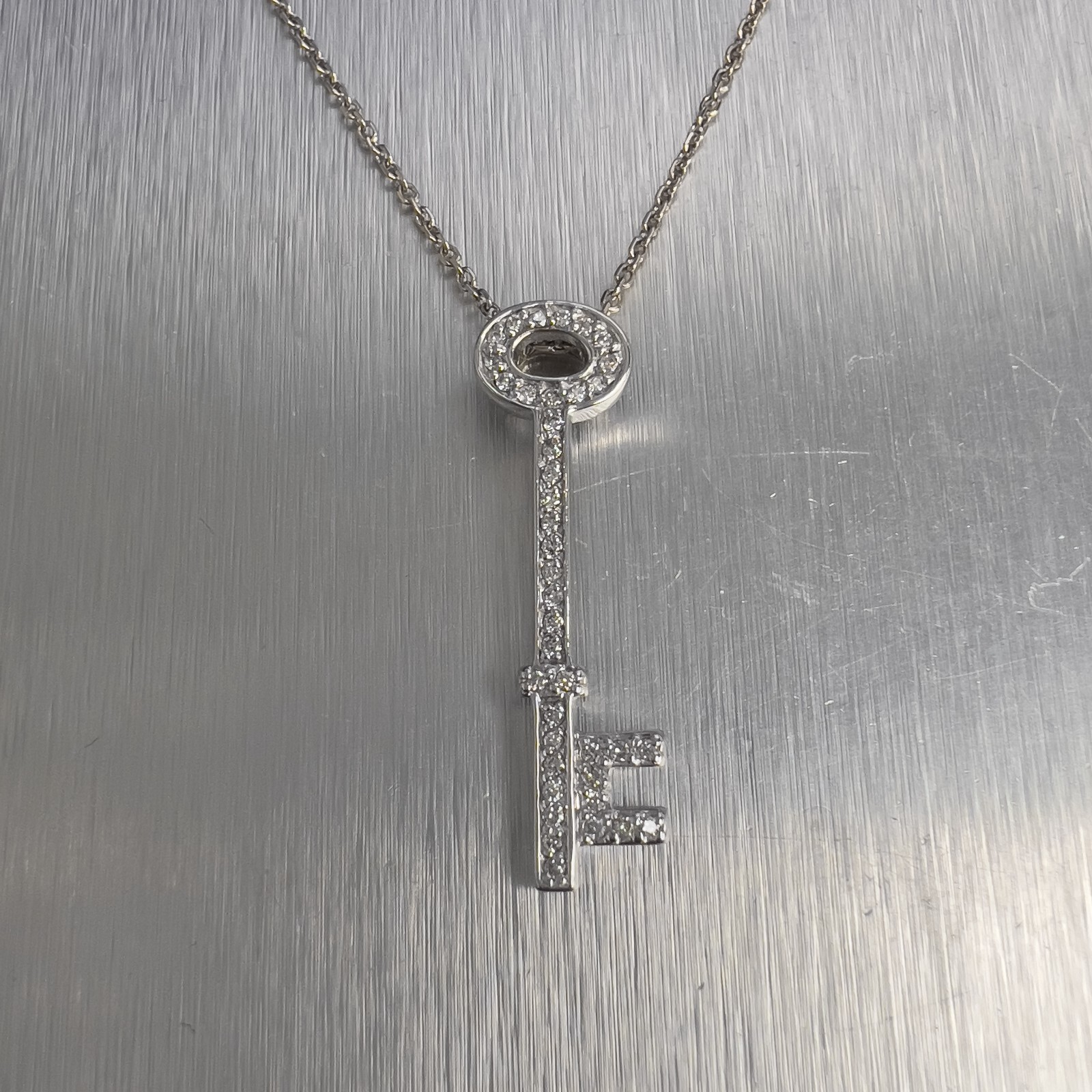 14K White Gold Skeleton Key Effy “Bita” Diamond Penda… - Gem