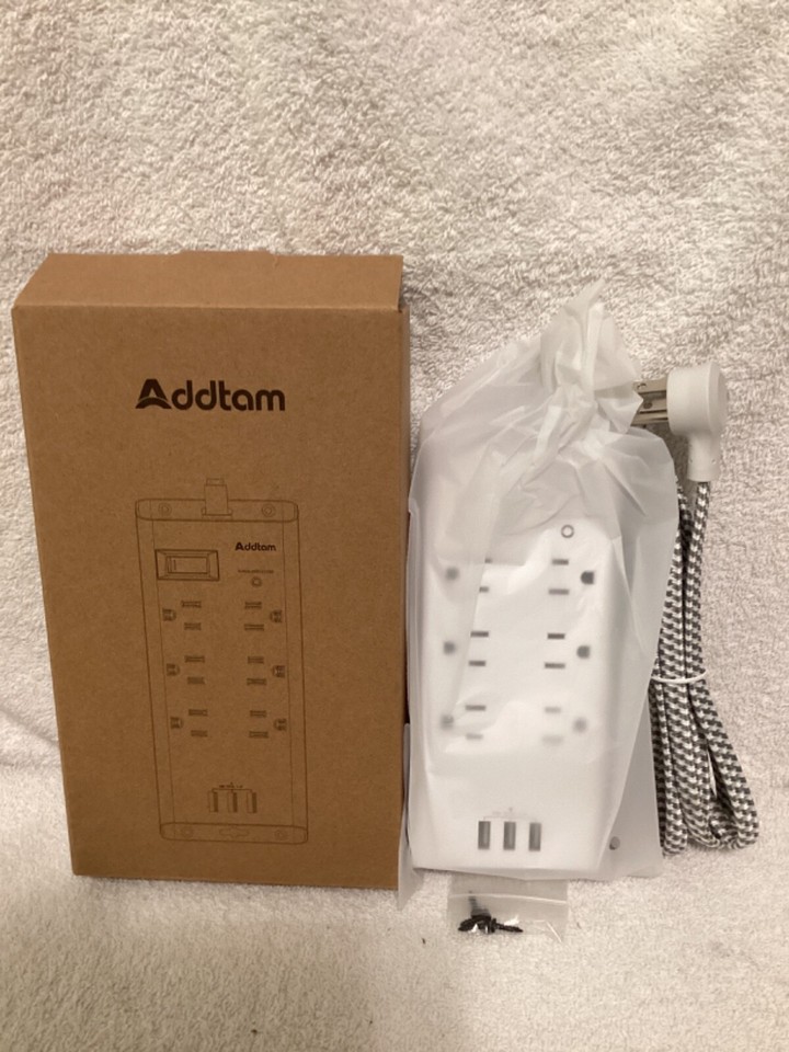 Addtam 6 Outlet w/USB Power Strip Surge, Model# X002LSAP0P, New in Box ...
