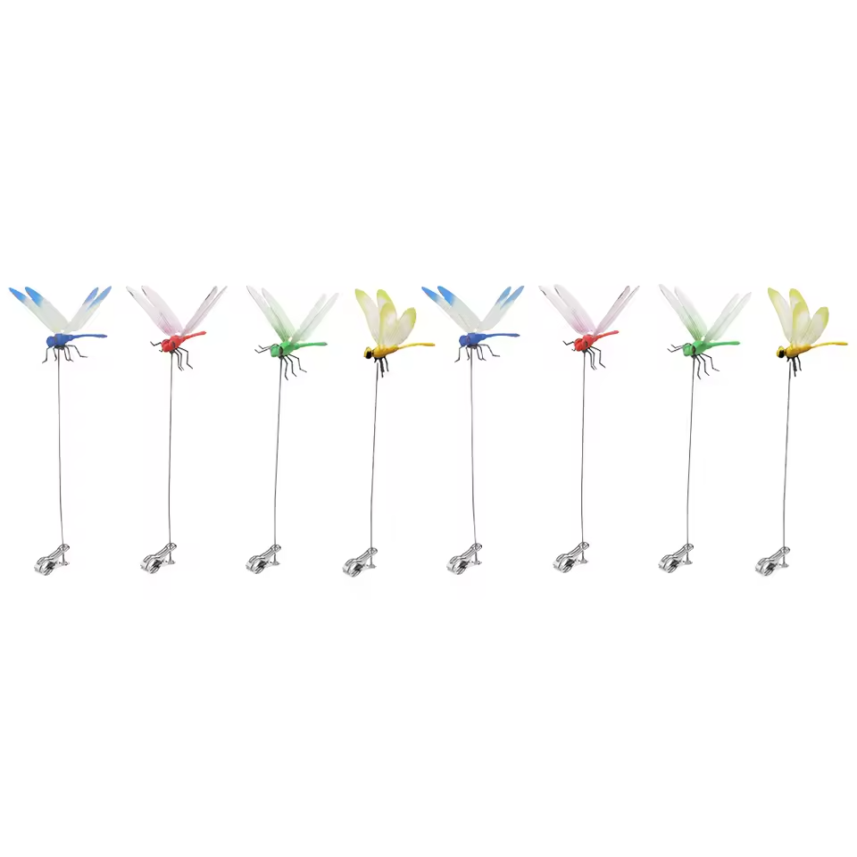 12Pcs Fake Dragonfly Rod Clip Insect Repellent 3D Artificial Dragonfly ...