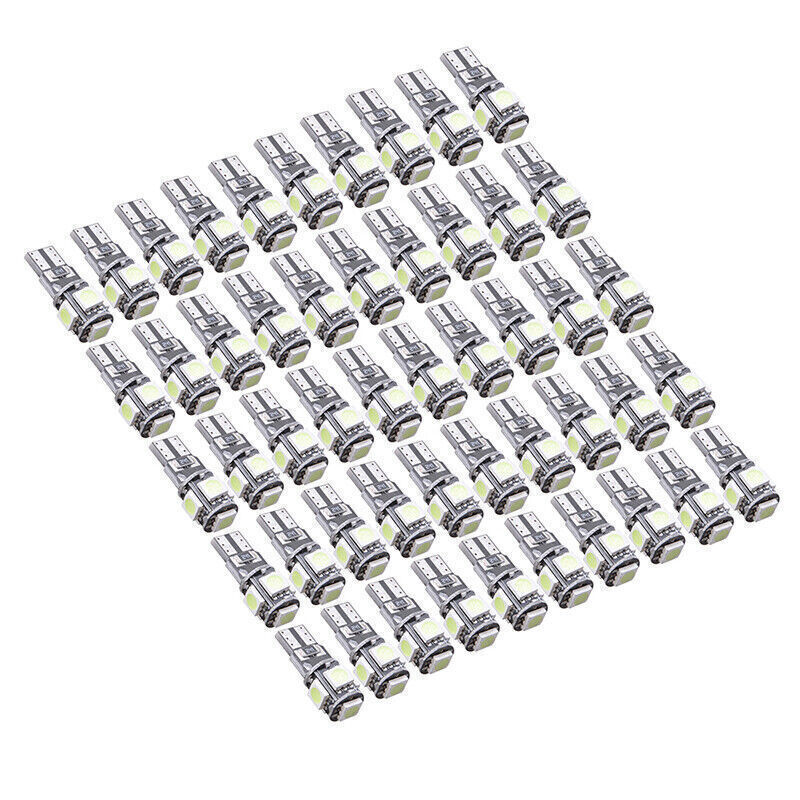 50pc T10 5-SMD 5050 Ice Blue LED Light Bulbs 192 168 194 W5W 2825 158 ...