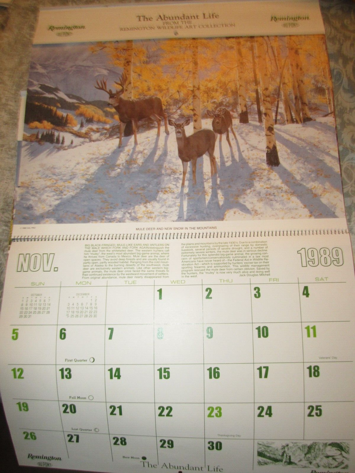 Remington's Calendar 1989 THE ABUNDANT LIFE NOS | eBay