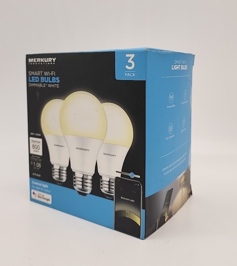Merkury Innovations Smart Wifi App Controlled Led Light Bulbs (3 Pack ...