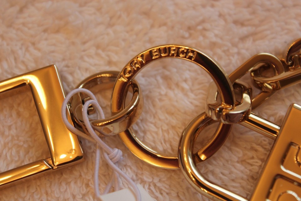 NWT Authentic TORY BURCH Gold Plated Padlock Key Fob Key Ring Keychain ...