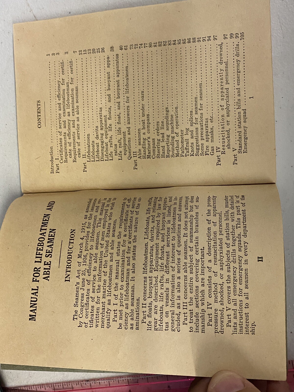COAST GUARD MANUAL - W2 WORLD WAR II 1944 MANUAL FOR LIFEBOAT AND ABLE ...