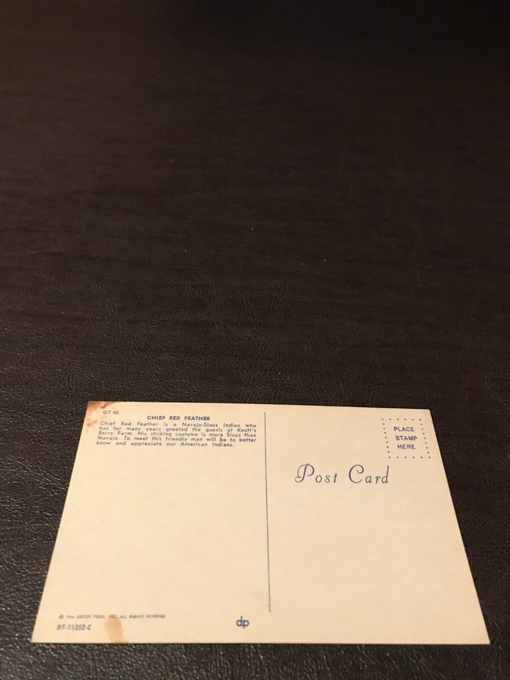 VINTAGE UNPOSTED POSTCARD CHIEF RED FEATHER NAVAJO - SIOUX INDIAN | eBay