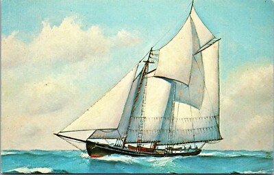 Vintage Postcard Old Time Fishing Schooner Ship Captain Ellery F ...