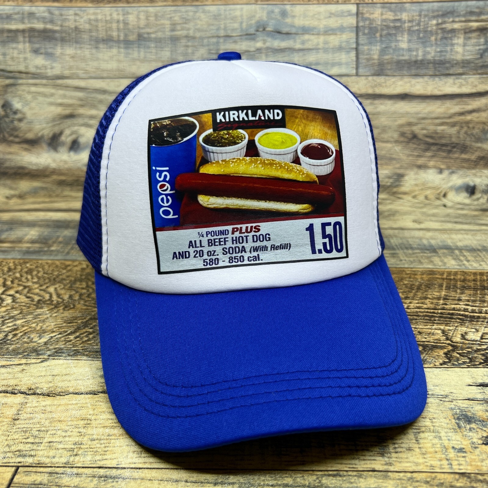 Costco Hot Dog Mens Trucker Hat Blue $1.50 Combo Kirkland Funny Meme ...
