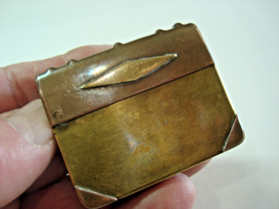 Vtg Trench Art -Brass & Copper -Book Shaped Lighter- w Military ...