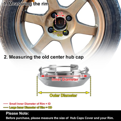 4pcs Universal 70mm OD 6 Clips Wheel Rim Hub Center Caps Cover Silver ...