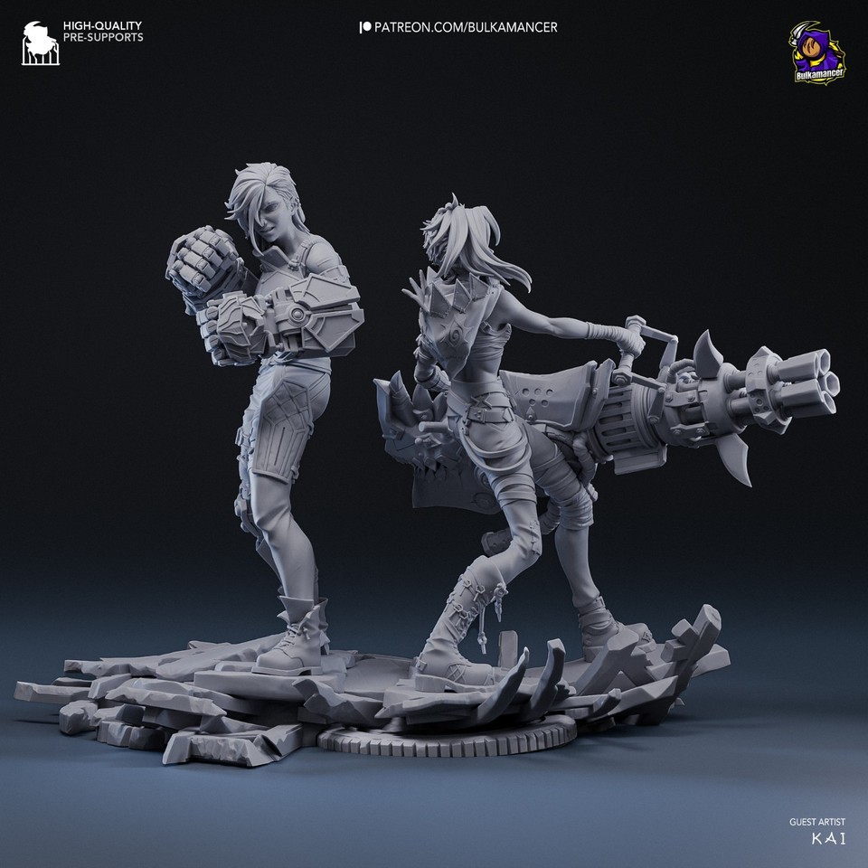 Jinx Vi - Arcane 1/8 DIORAMA Figure Statue Model Kit Unpainted Fan Art ...