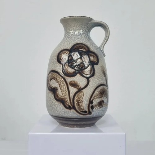 West German Ceramic Jug Vase Pale Blue Brown Mid Century Vintage | eBay UK