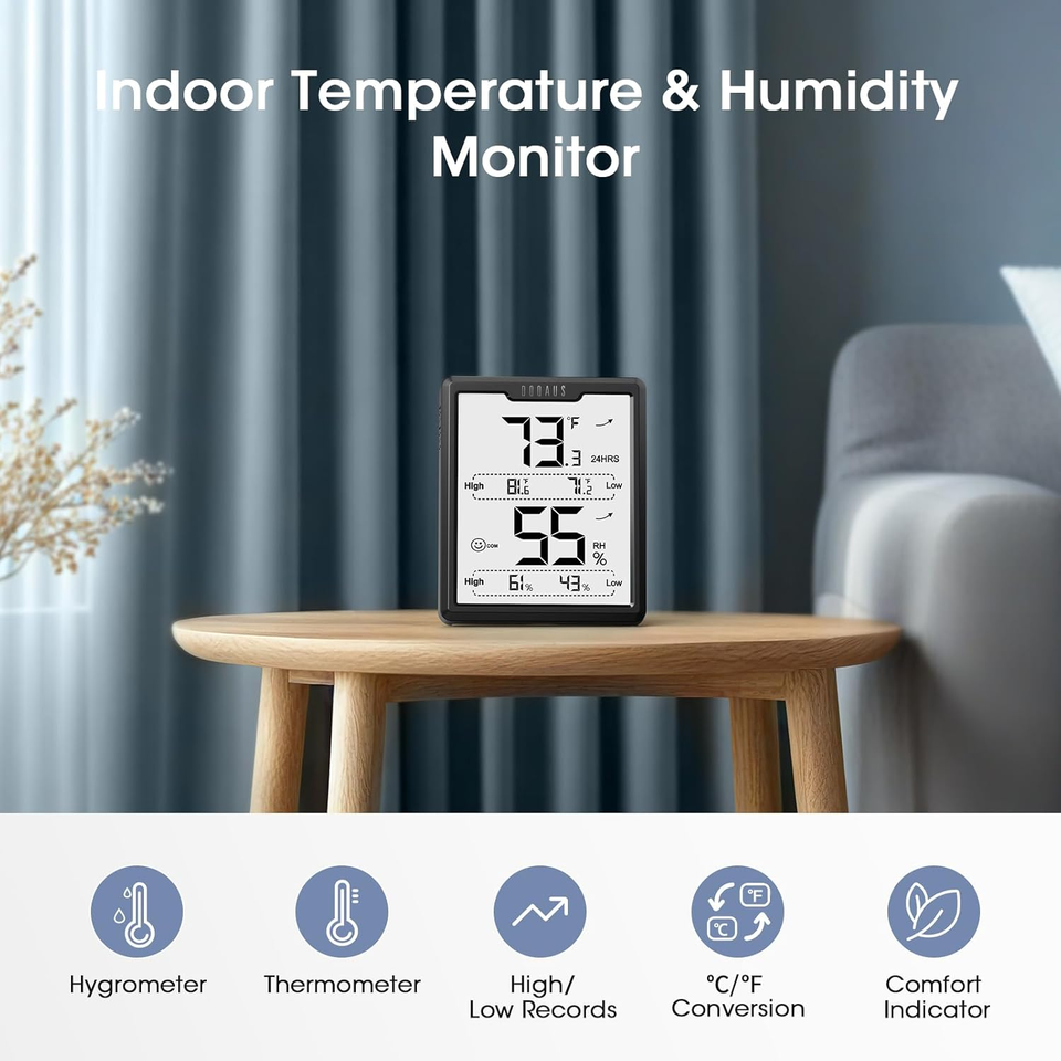 Upgraded Digital Hygrometer Room Thermometer Indoor Humidity Meter with ...