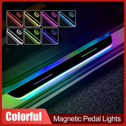 4pcs LED voiture seuil panneau lumineux bienvenue pédale ambiance ...