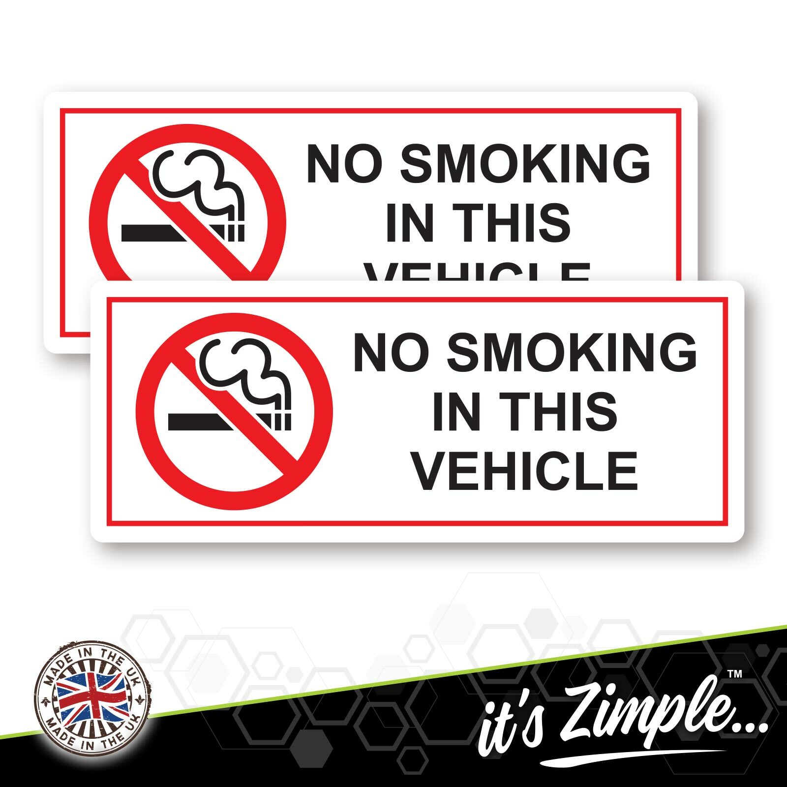 2 x No Smoking car sticker - No Smoking in this Vehicle vinyl car van ...