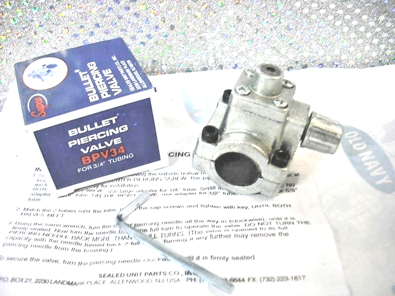 Refrigeration valve, piercing, refrigeration, line tap, FOR 3/4 Tubing ...