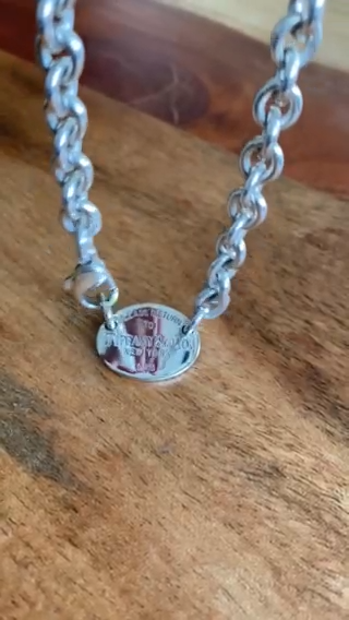 Authenticated Tiffany&Co. Please Return to Oval Tag Choker Necklace 15. ...
