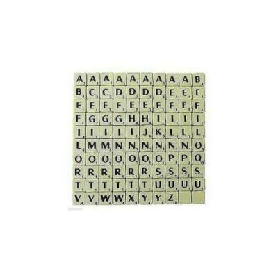 TILES IVORY/BLACK LETTERS FULL SET 100 PIECES -PLASTIC IVORY COLOURED ...