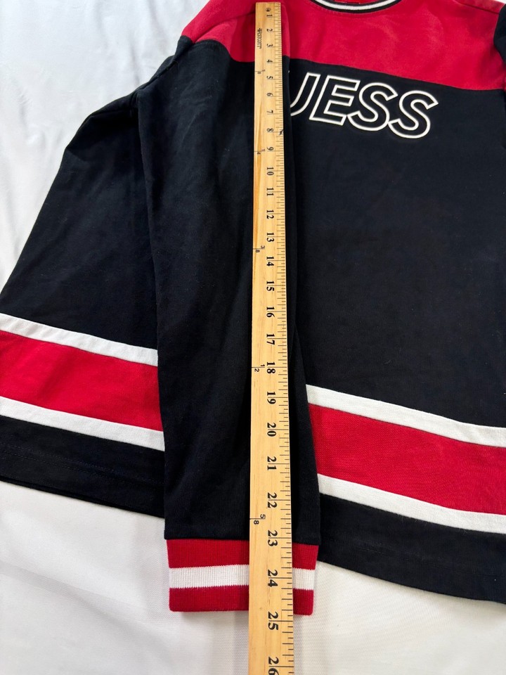 Guess Long Sleeve T Shirt Mens Sz Small Black & Red Heavyweight | eBay