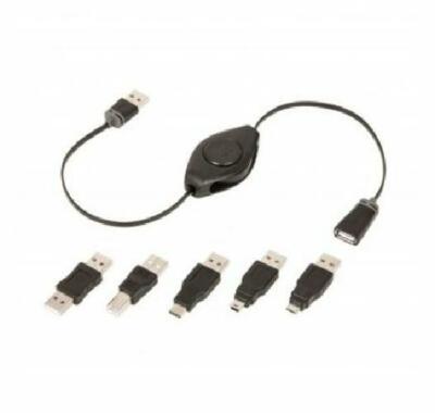 Retrak 6 Ft Black USB Extension Cable Retractable Cord 2.1Amp 480mpbs 5 ...