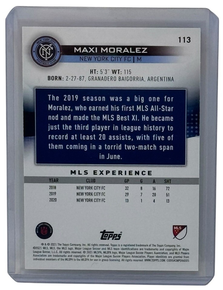 Maxi Moralez 2021 Topps MLS Retail White Icy Foil Parallel Insert Card ...