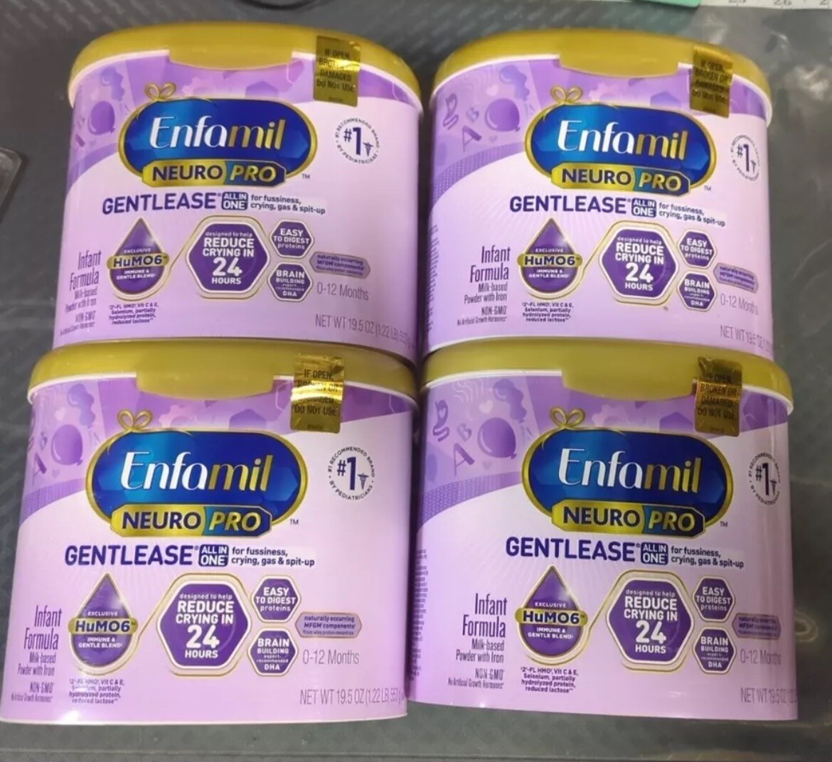 4 Tubs Enfamil Gentlease Neuropro Infant Formula 19.5 oz Each Exp 03/ ...